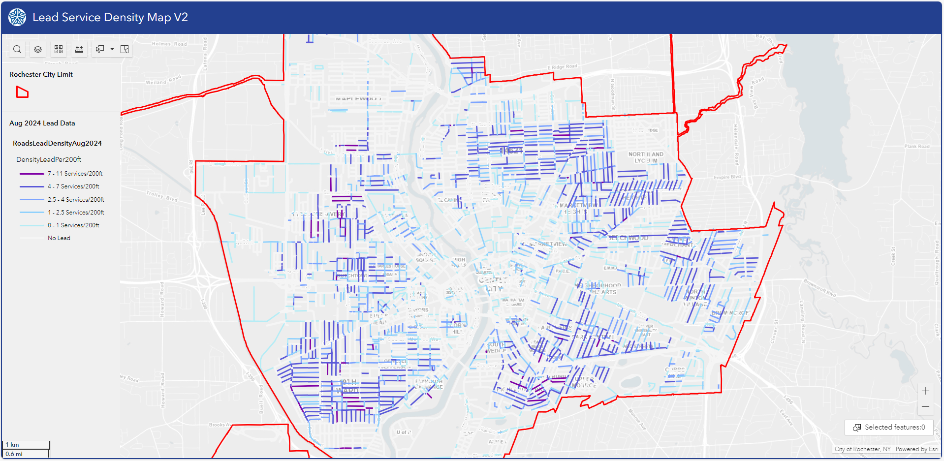 Small Service Lead Service Density per Street Section – 10 Felix