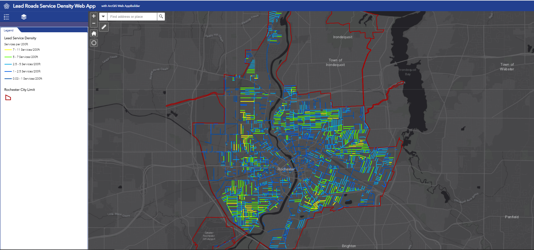 Small Service Lead Service Density per Street Section – 10 Felix