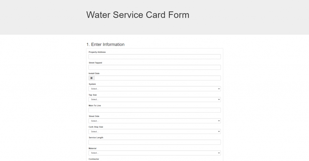Water Bureau Service Card Form – 10 Felix